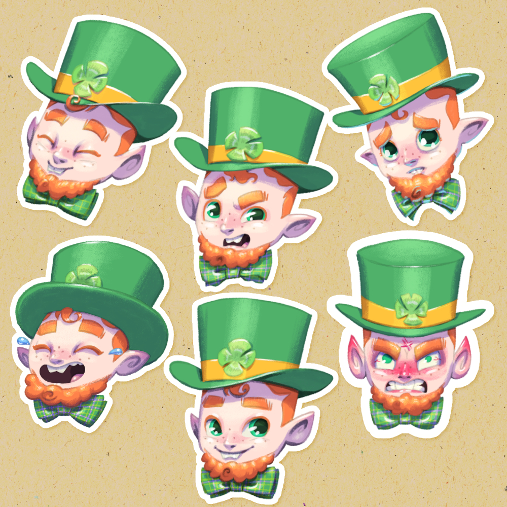 6-Sticker Pack St. Patrick Leprechaun - StickerMojis.com